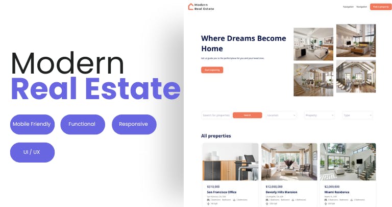 Modern Real Estate Template | Bubble
