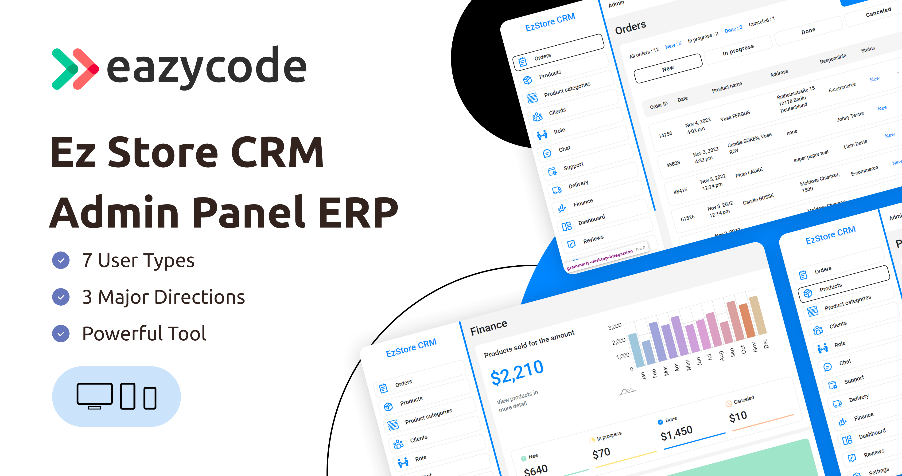 Ez Store Admin Panel, CRM Template | Bubble