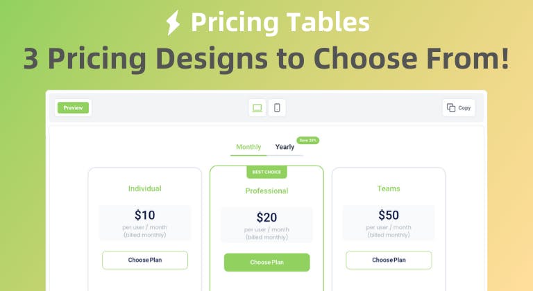 Pricing Tables Template | Bubble