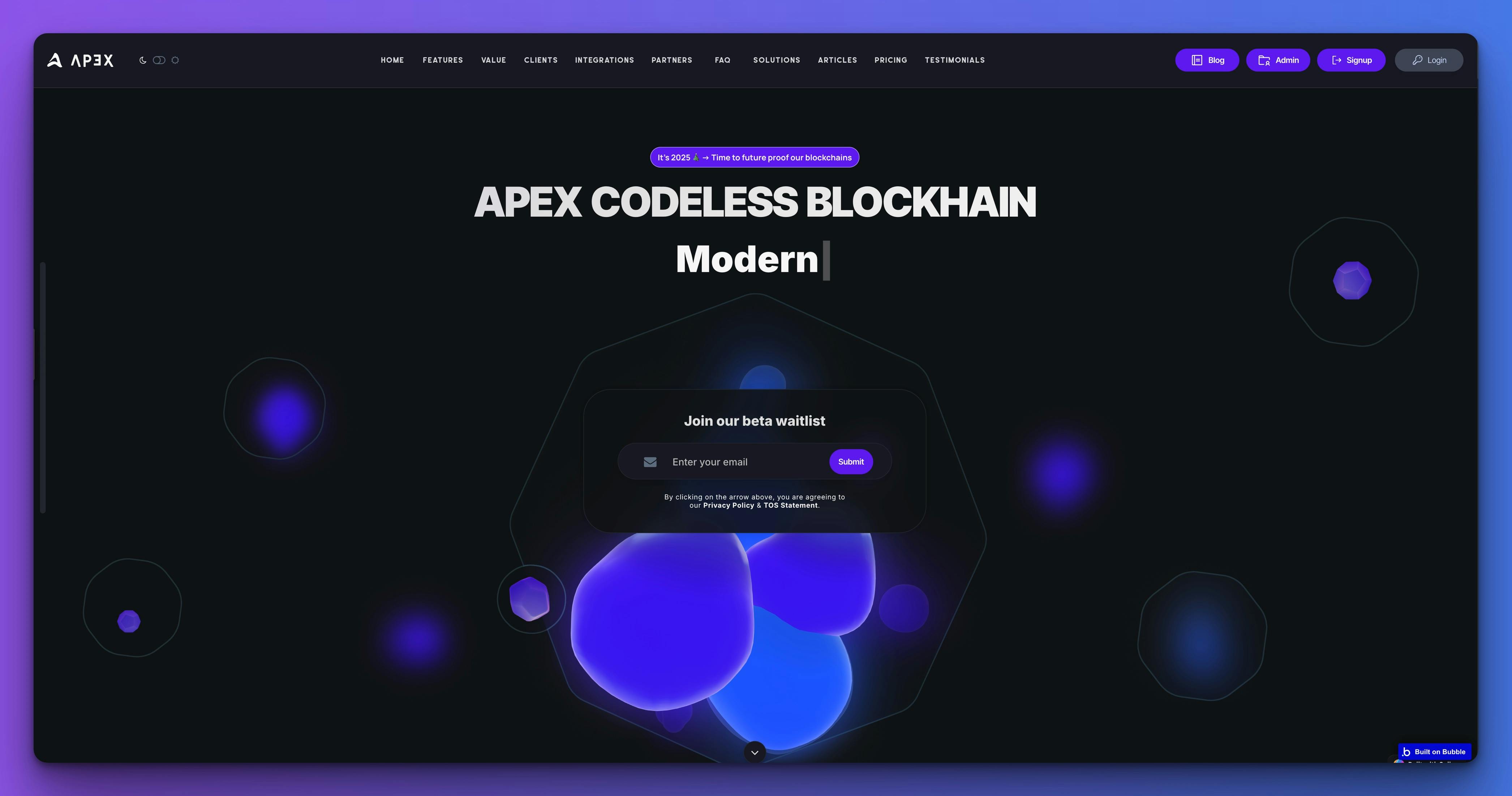 APEX Landing Page App Starter Template | Bubble