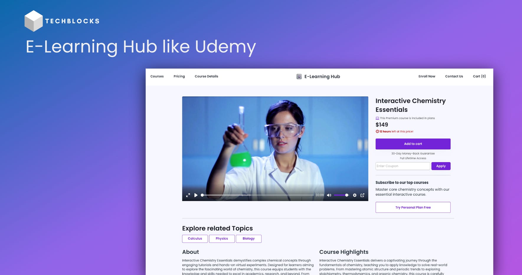 E-Learning Video Hub - Udemy Template | Bubble