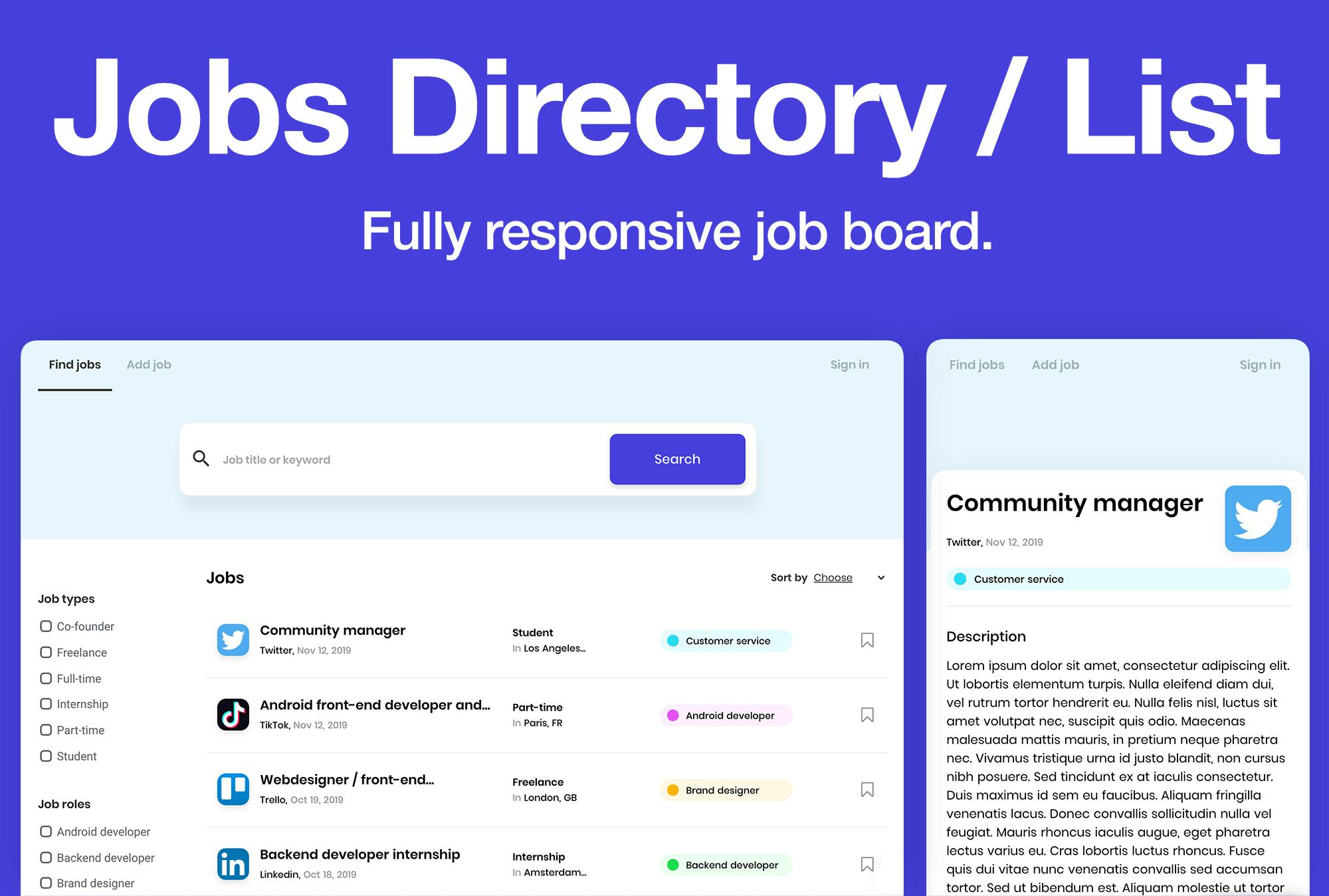 Jobs Directory / List Template | Bubble