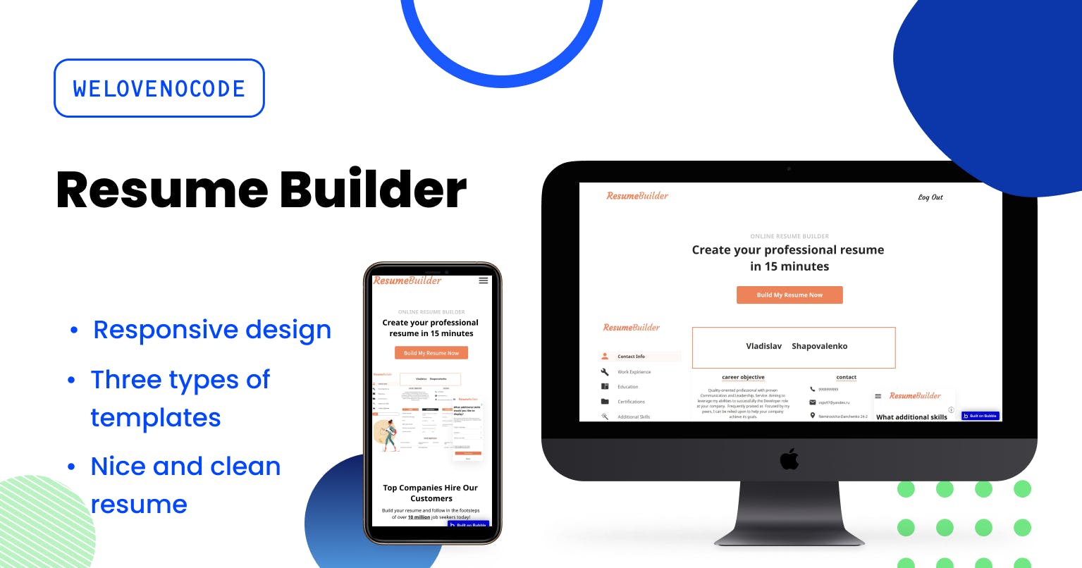 Resume Builder Template | Bubble