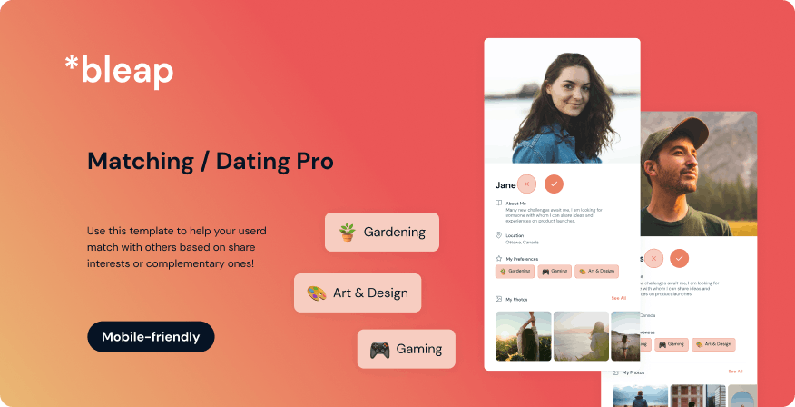 Matching / Dating Pro Template | Bubble