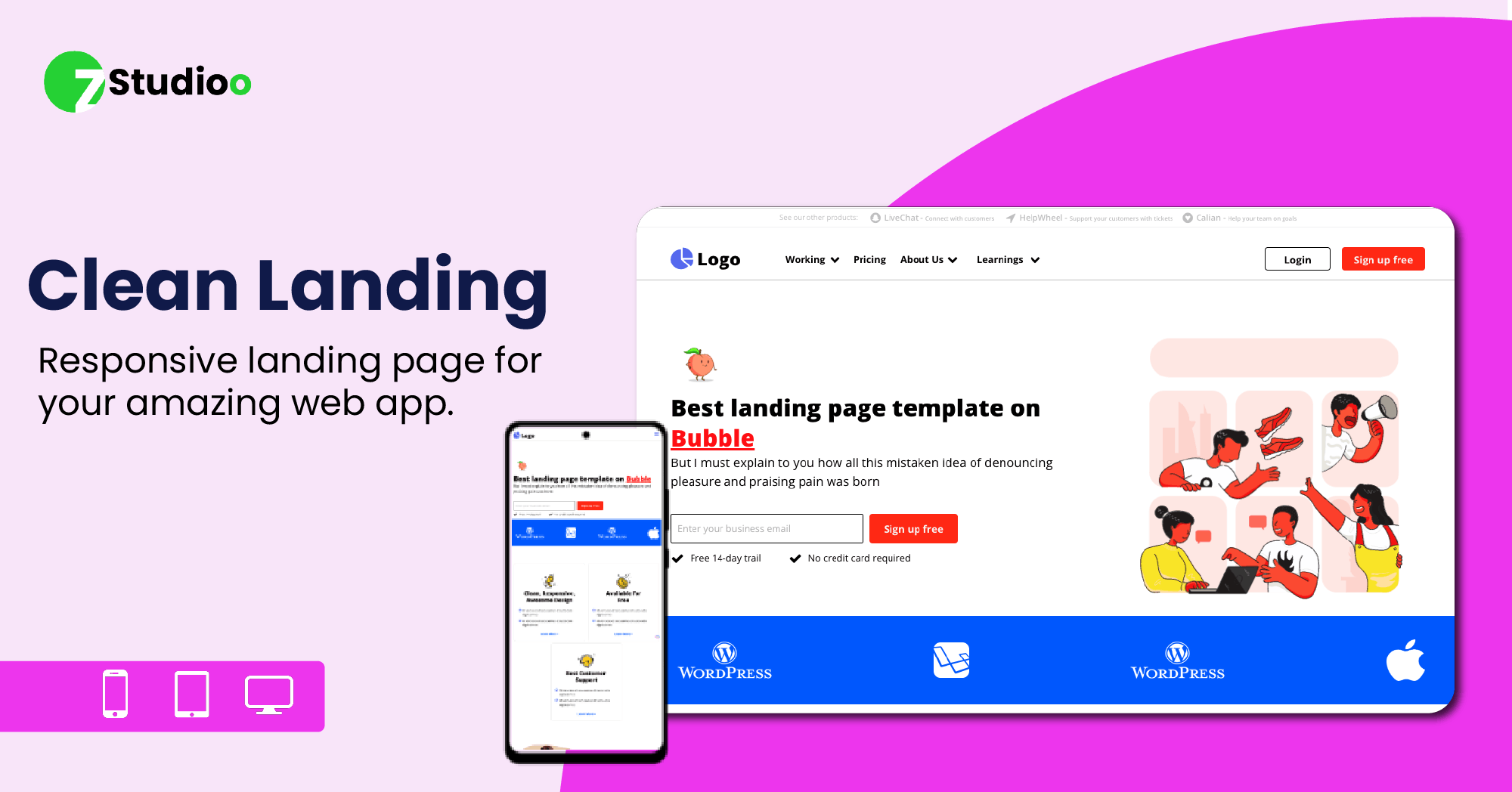 Clean Landing Page Template | Bubble